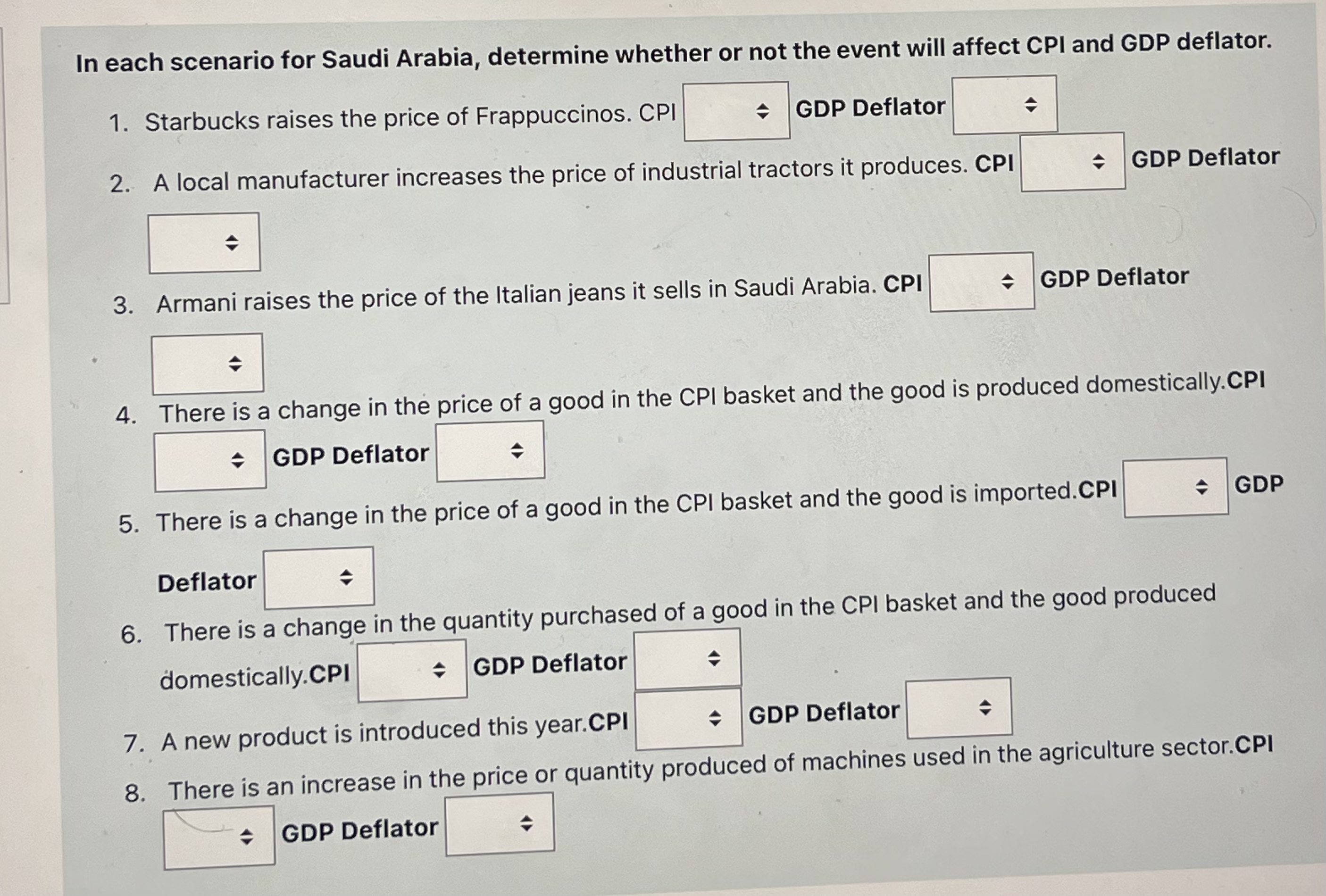 Solved In each scenario for Saudi Arabia, determine whether | Chegg.com