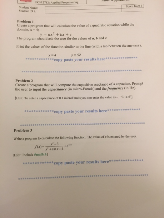 Solved Mue Pution EGN 2712: Applied Programming Student | Chegg.com