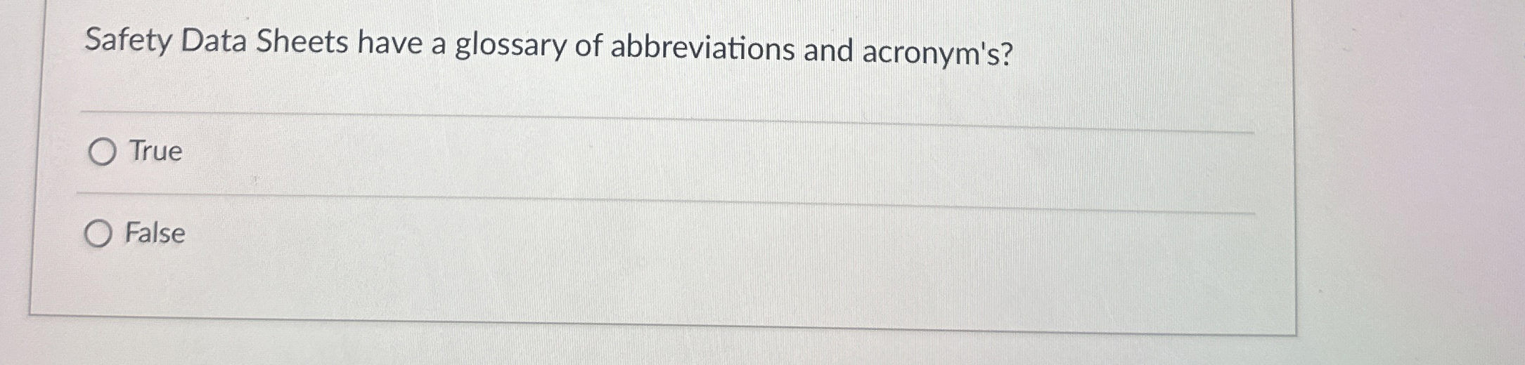 Solved Safety Data Sheets have a glossary of abbreviations | Chegg.com