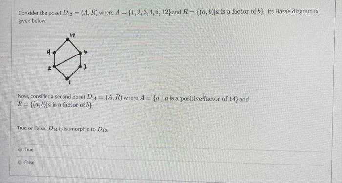 Solved Consider the poset D = (A, R) where A = {1,2,3,4,6, | Chegg.com
