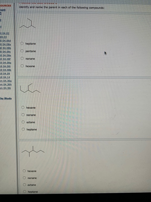 Solved OURCES nent Identify and name the parent in each of | Chegg.com