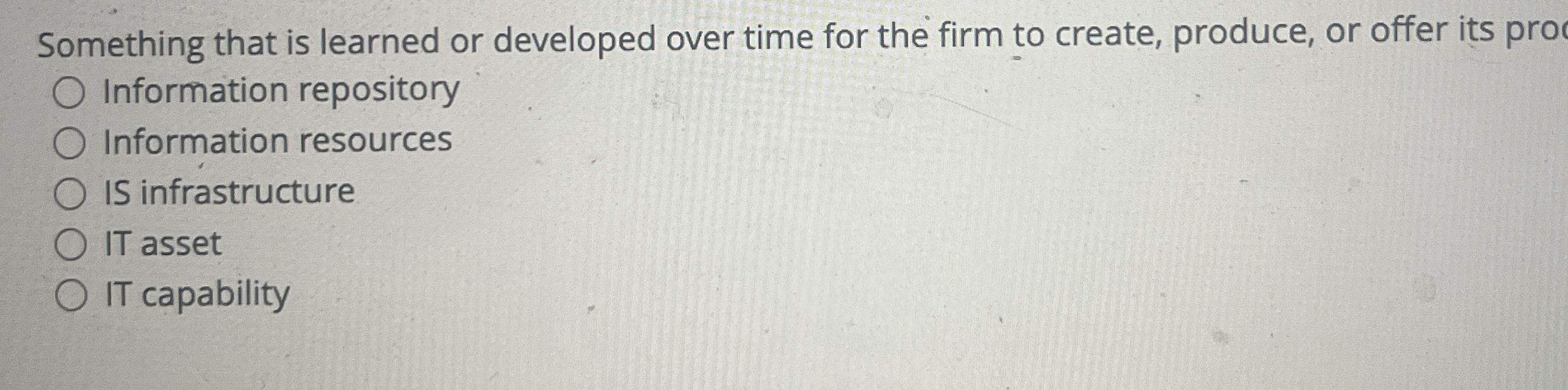 Solved Something that is learned or developed over time for | Chegg.com