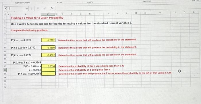 Solved If possible I would just like the excel function | Chegg.com