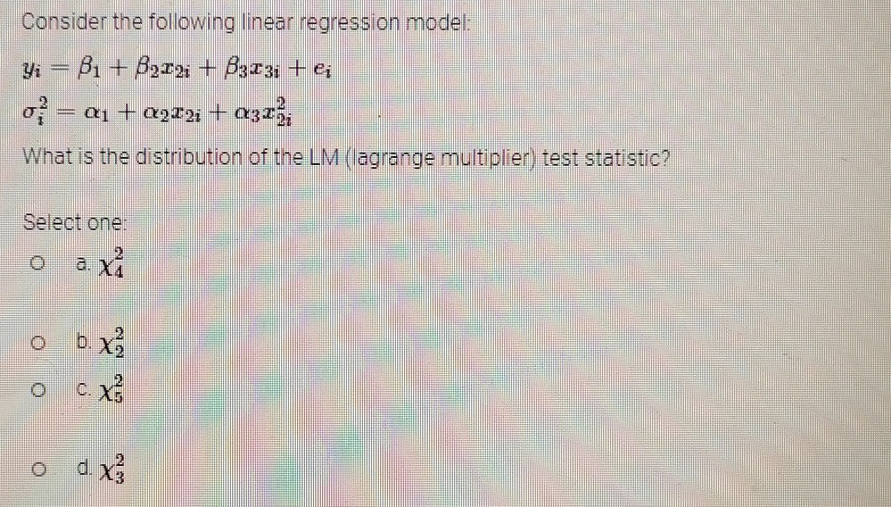 Solved Consider the following linear regression model: Yi = | Chegg.com