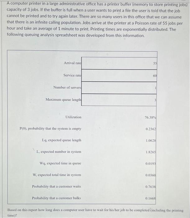 Solved A computer printer in a large administrative office | Chegg.com