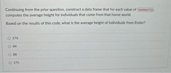 Solved Continuing from the prior question, construct a data | Chegg.com