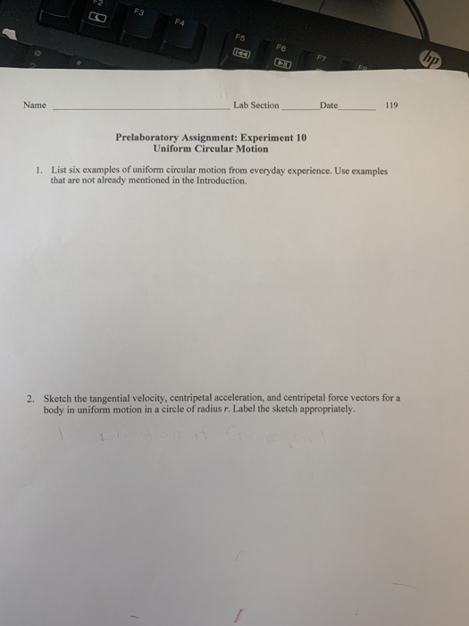 Solved FO Name Lab Section Date 119 Prelaboratory | Chegg.com