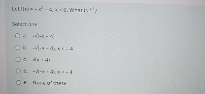 Solved Let f(x)=-x2-4,x