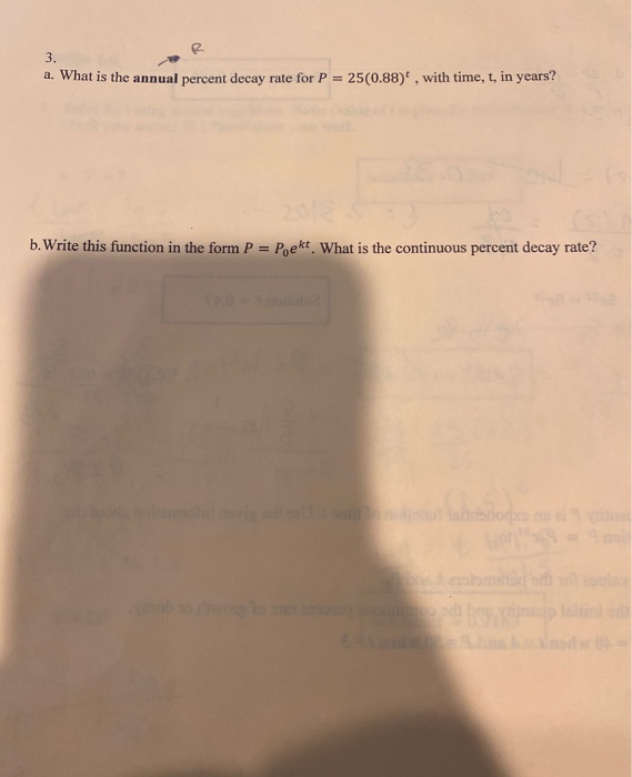 Solved a. What is the annual percent decay rate for P = | Chegg.com