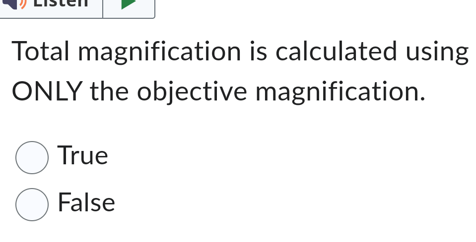 Solved Total magnification is calculated usingONLY the | Chegg.com
