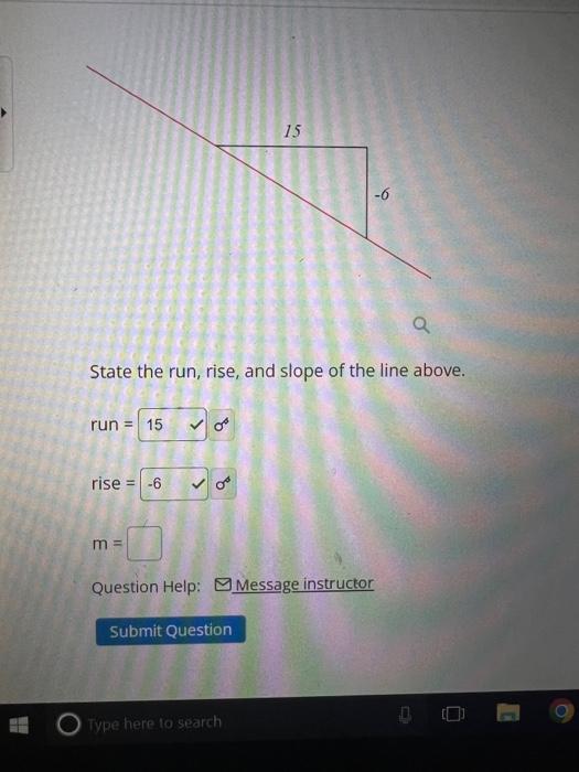 Solved State the run, rise, and slope of the line above. | Chegg.com