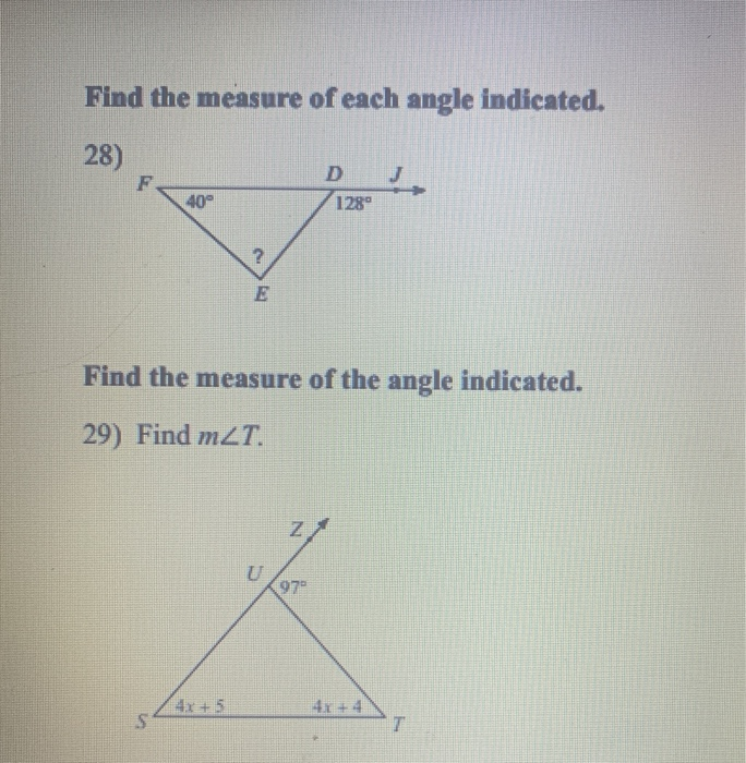 Solved Find the measure of each angle indicated. 28) 1289 | Chegg.com