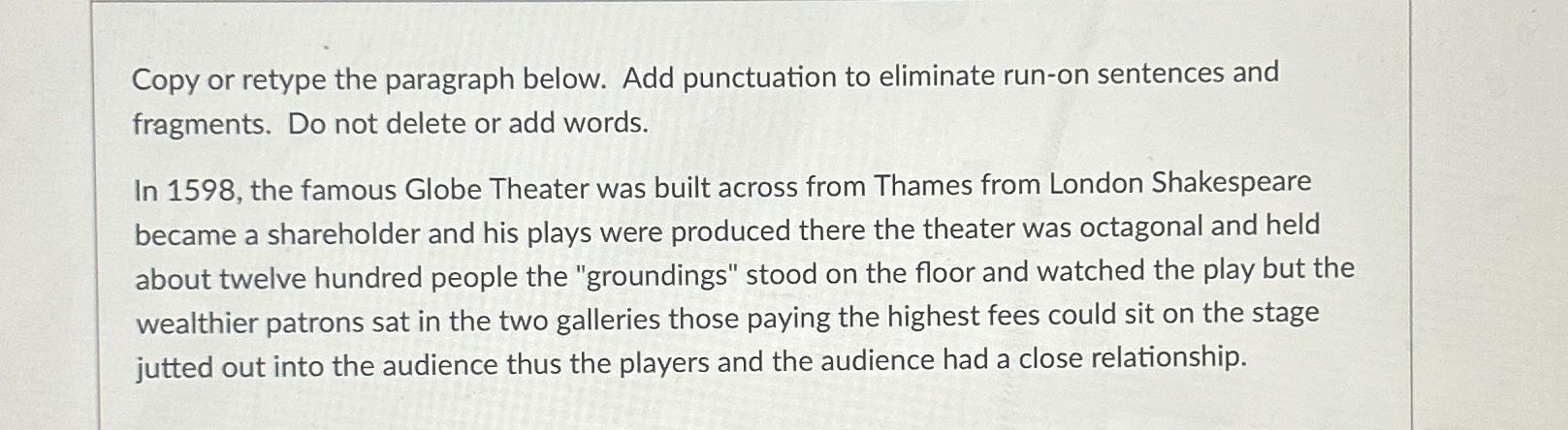 Solved Copy or retype the paragraph below. Add punctuation | Chegg.com