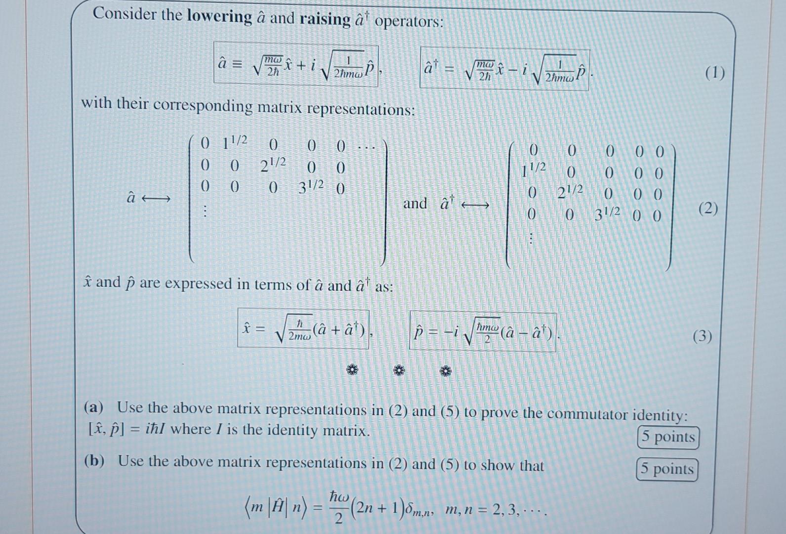 Solved Consider the lowering â and raising âl operators: a = | Chegg.com