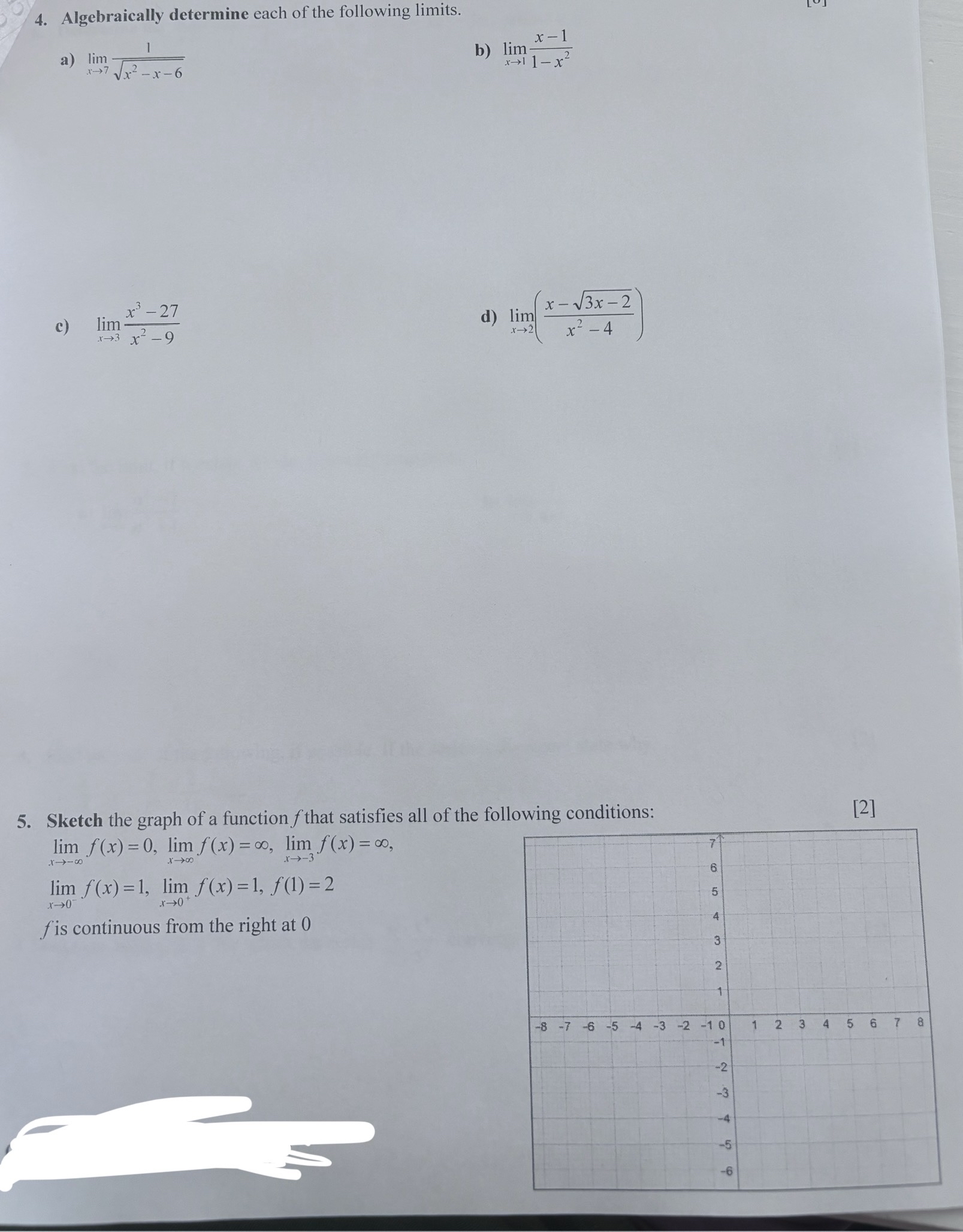 Solved Algebraically determine each of the following | Chegg.com