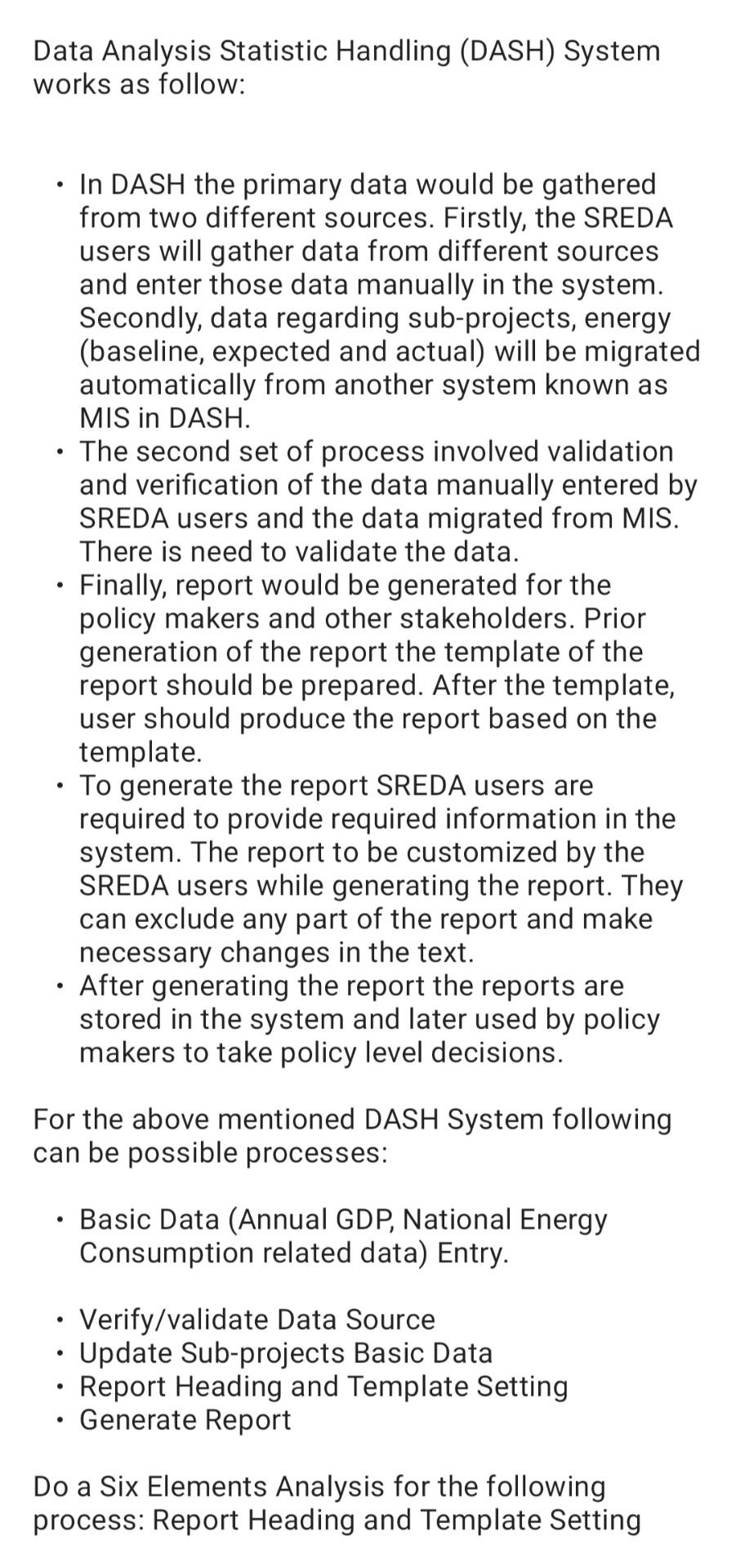 Solved Data Analysis Statistic Handling (DASH) System works | Chegg.com