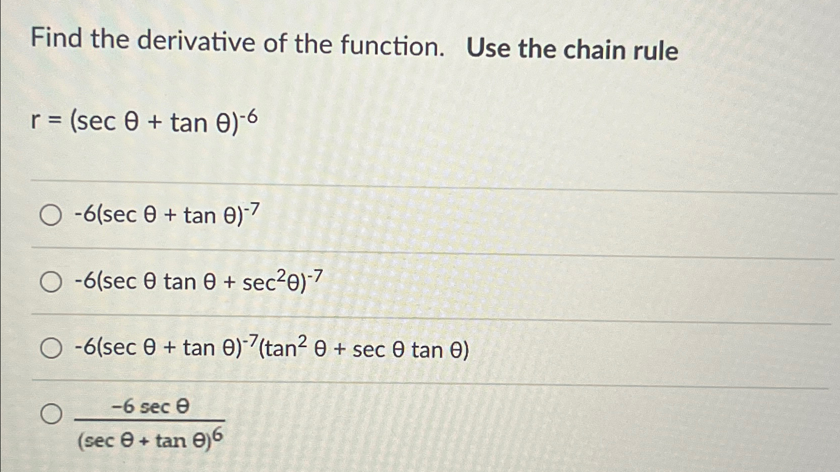 Solved Find the derivative of the function. Use the chain | Chegg.com