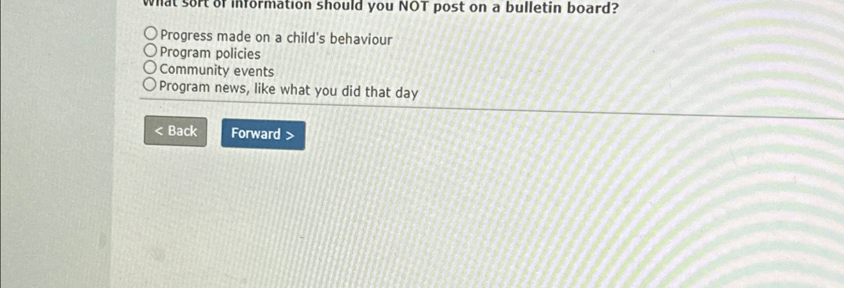 Solved Progress made on a child's behaviourProgram | Chegg.com