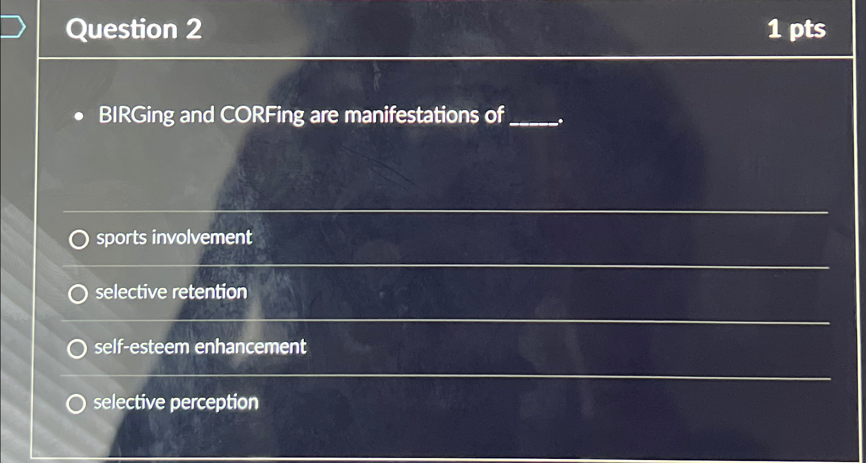 Solved Question 21 ﻿ptsBIRGing and CORFing are | Chegg.com