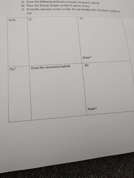 Solved a) Draw the following molecules in Lewis structures | Chegg.com