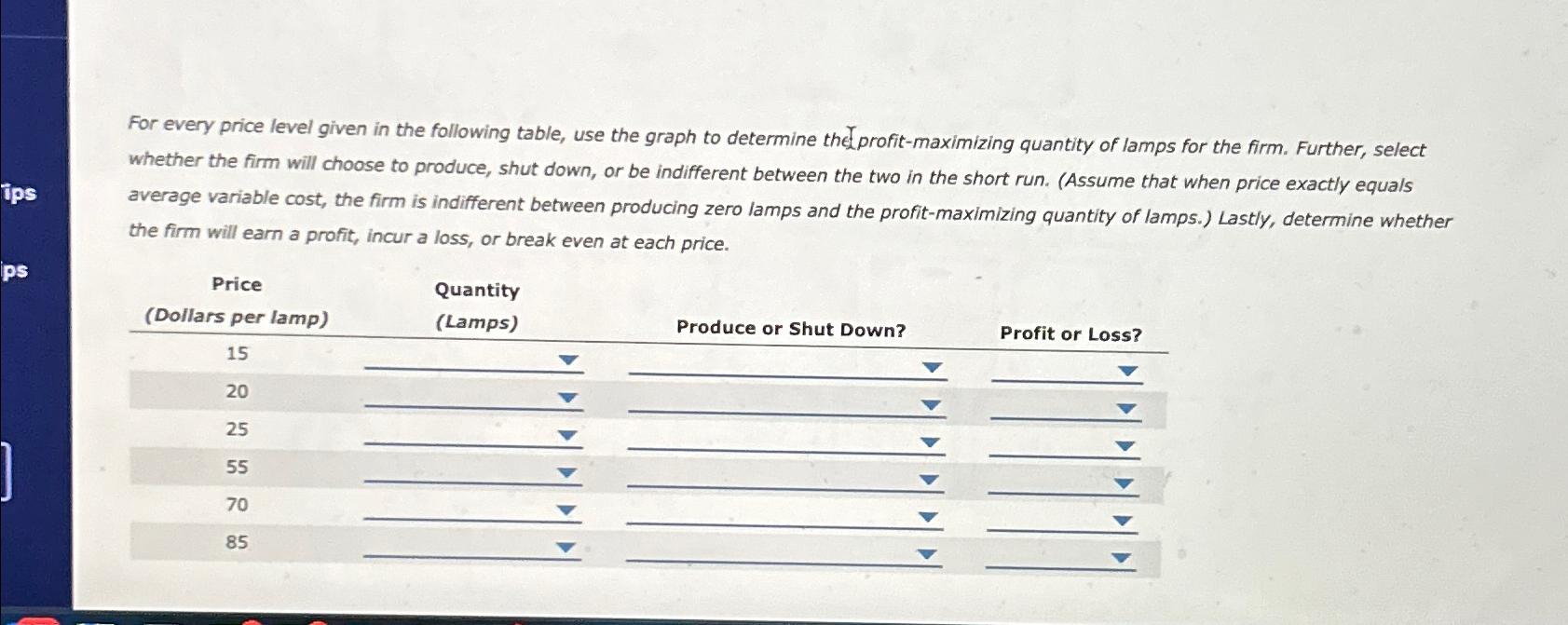 Solved For every price level given in the following table, | Chegg.com