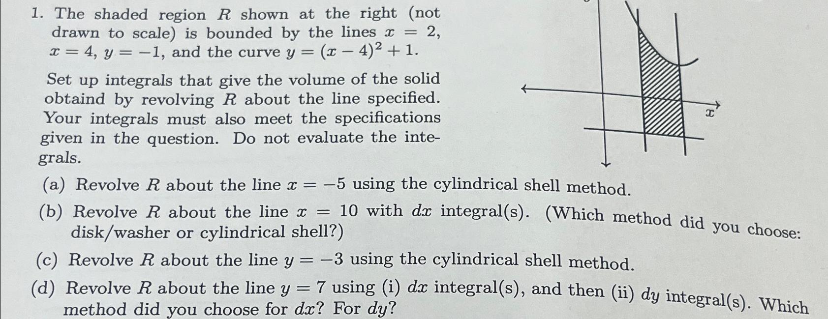 Solved The shaded region R ﻿shown at the right (not drawn to | Chegg.com