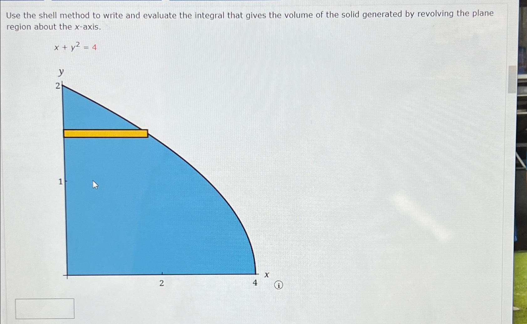 Solved Use the shell method to write and evaluate the | Chegg.com