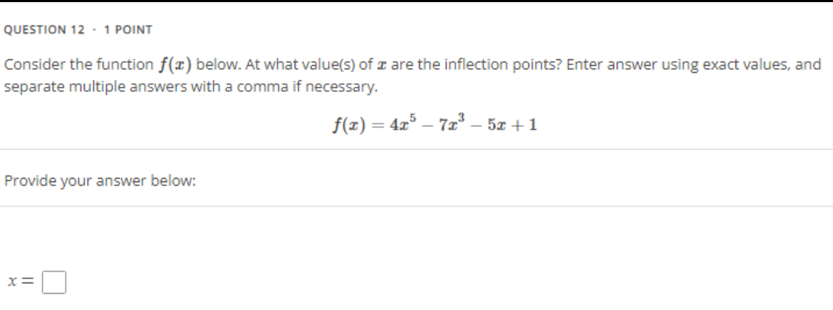 Solved QUESTION 12 - 1 ﻿POINTConsider the function f(x) | Chegg.com