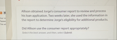 Solved Allison obtained Jorge's consumer report to review | Chegg.com