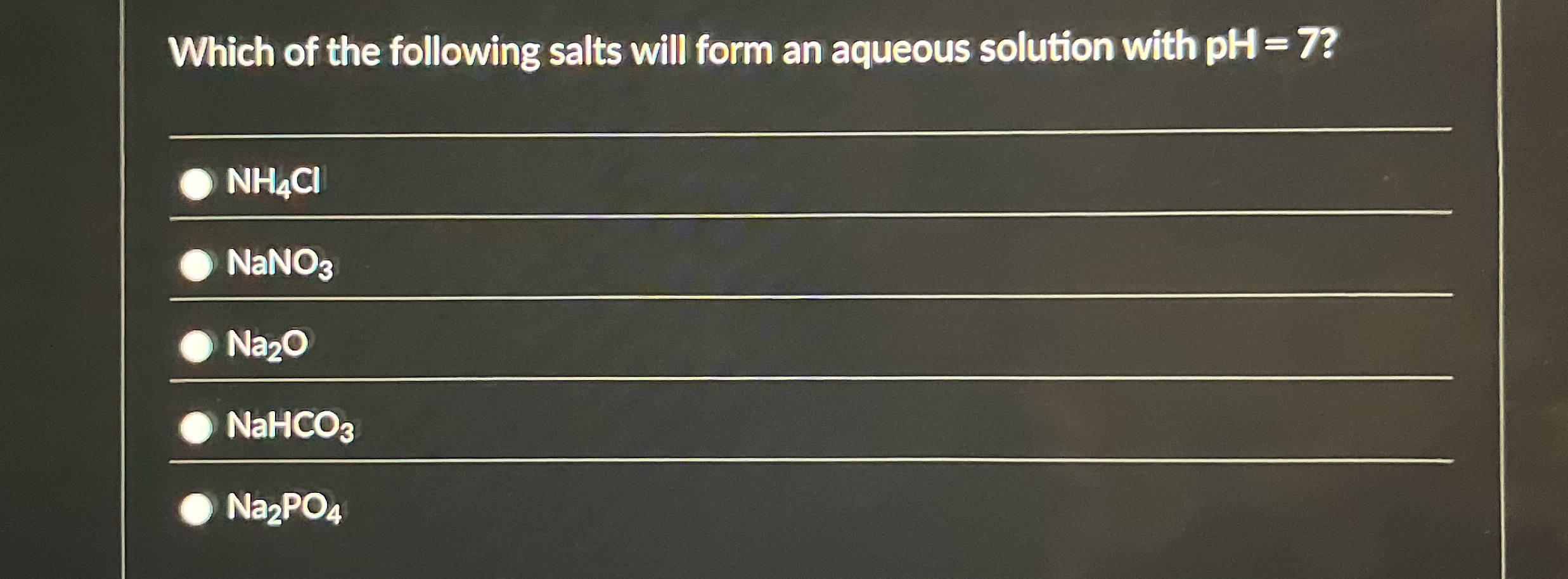 Solved Which of the following salts will form an aqueous | Chegg.com