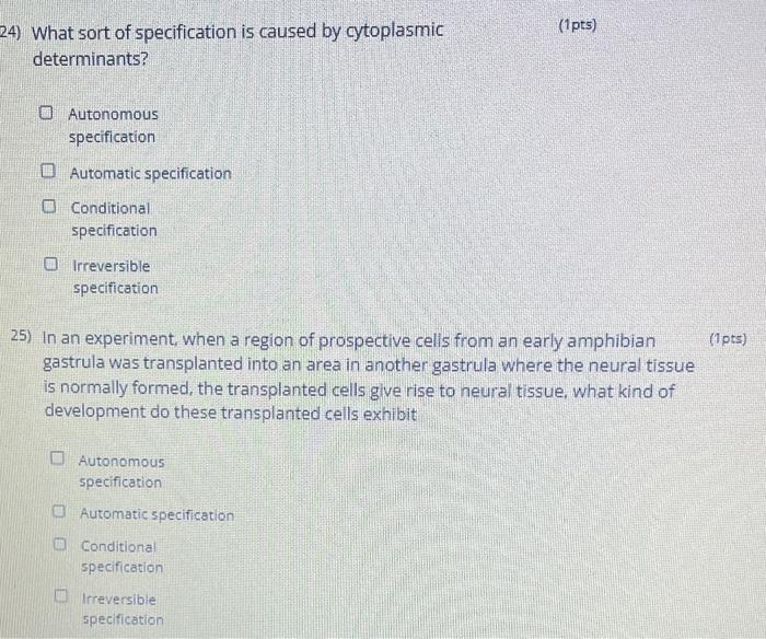 Solved 24) What sort of specification is caused by | Chegg.com