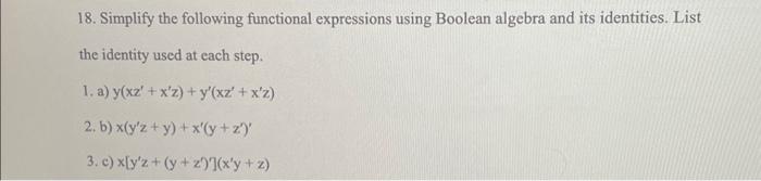 Solved 18. Simplify the following functional expressions | Chegg.com Solved 18. Simplify the following functional expressions | Chegg.com