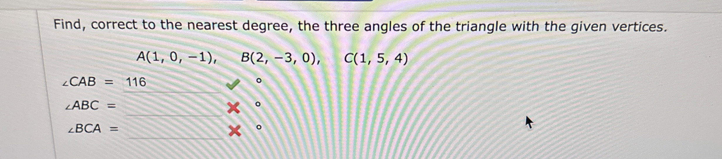 Solved Find, correct to the nearest degree, the three angles | Chegg.com