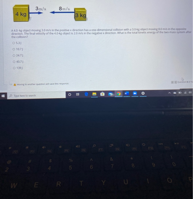Solved 3m S 8 M S 4 Kg 3 Kg A 4 0 Kg Object Moving 3 0 M S
