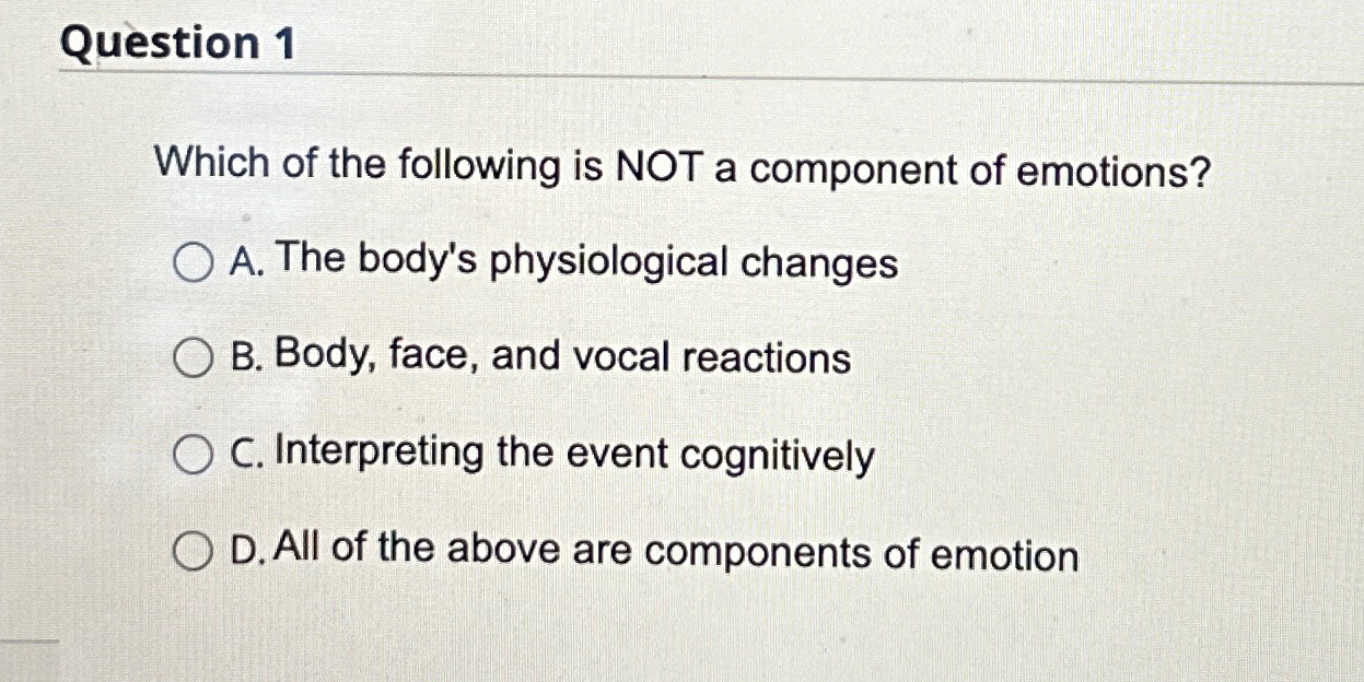 Solved Question 1Which of the following is NOT a component | Chegg.com