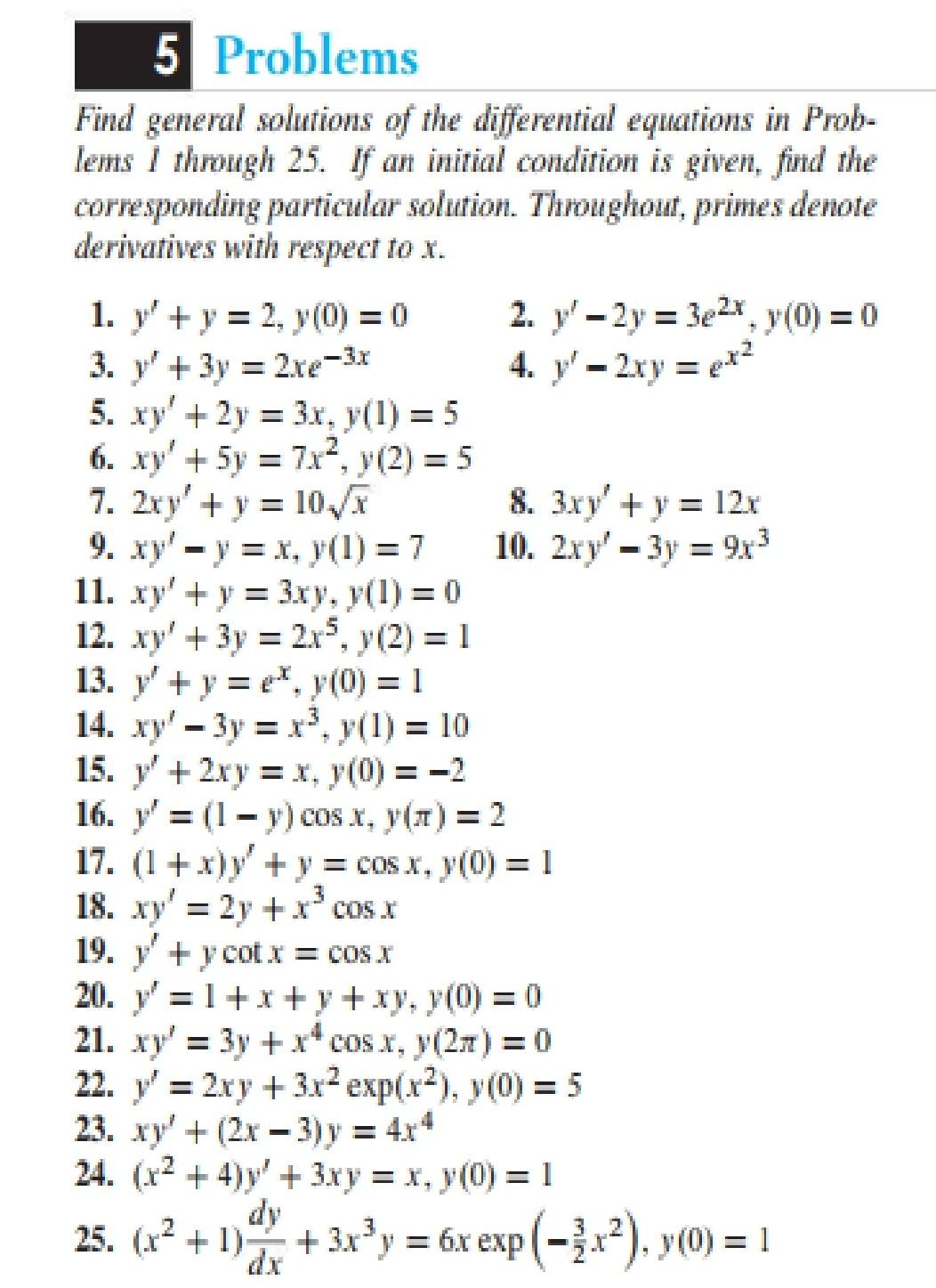 Solved Find General Solutions Of The Differential Equations
