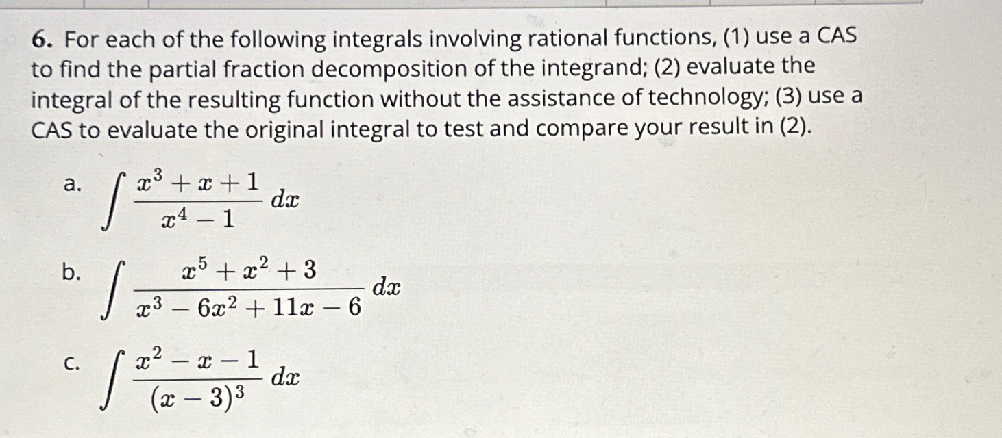 Solved For each of the following integrals involving | Chegg.com