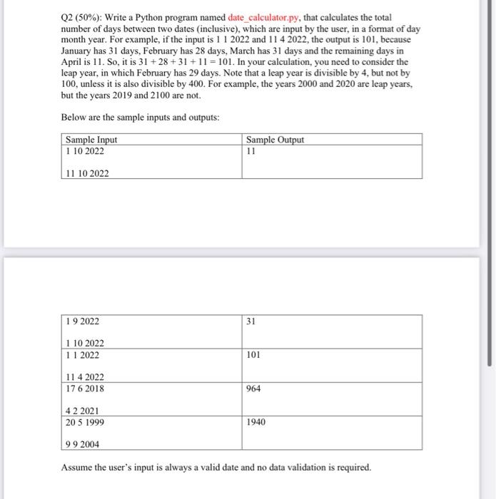 Solved Q2 (50\%): Write a Python program named | Chegg.com