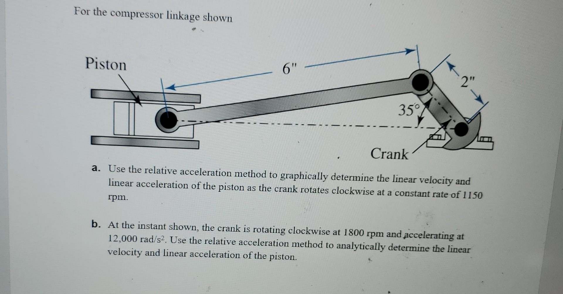 For the compressor linkage shown a. Use the relative | Chegg.com