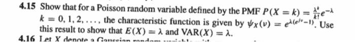 Solved 4.15 Show that for a Poisson random variable defined | Chegg.com