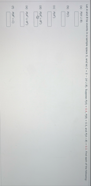 Solved Let A and B ﻿be events in a sample space S, ﻿and let | Chegg.com