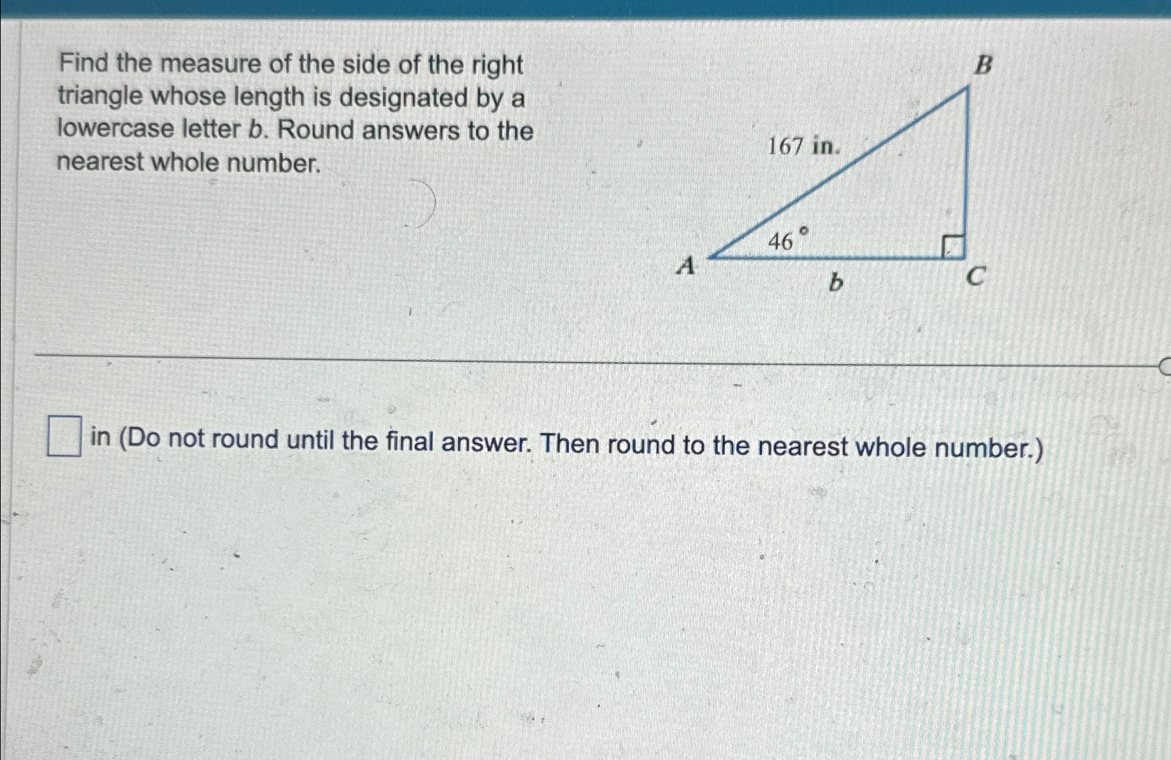 Solved Find the measure of the side of the right triangle | Chegg.com