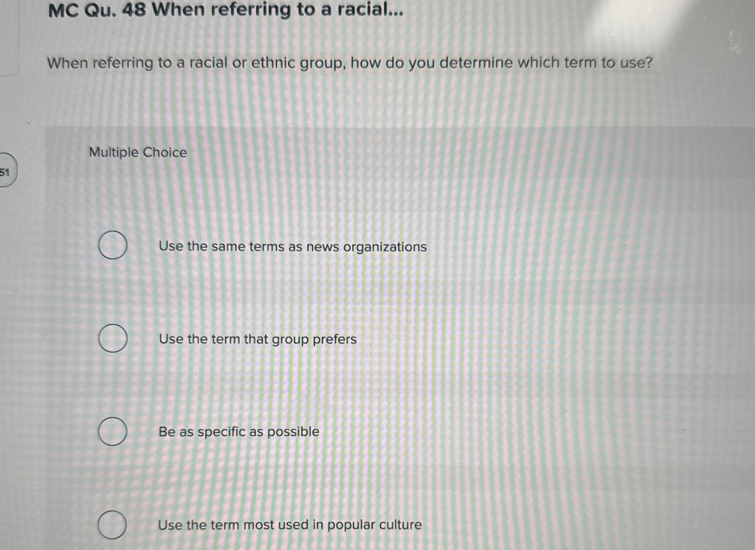Solved MC Qu. 48 ﻿When referring to a racial...When | Chegg.com