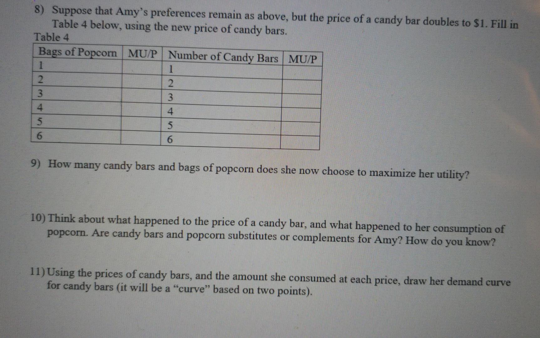 Solved Tables 1 and 2 give Amy's utility from the | Chegg.com