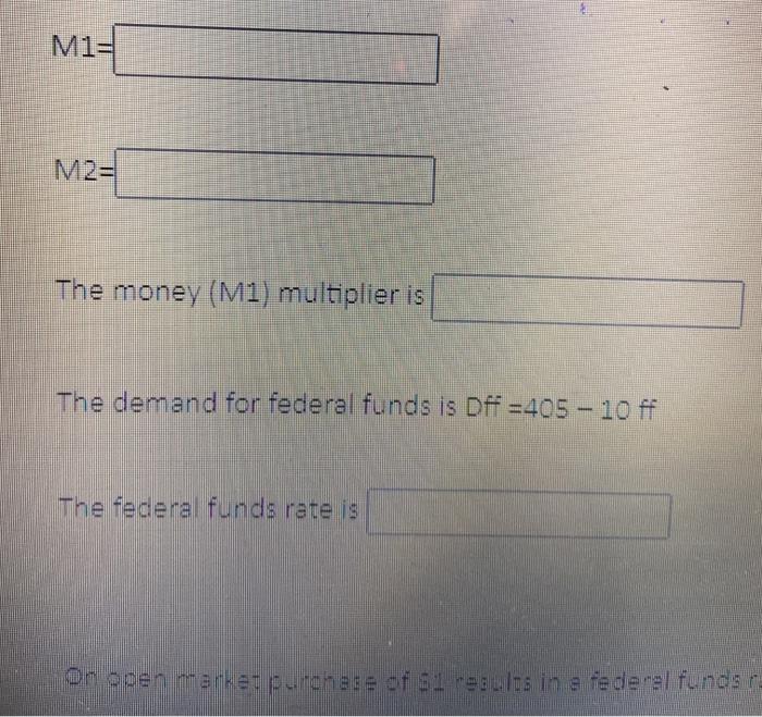 Solved M1= M2= The money (M1) multiplier is The demand for | Chegg.com