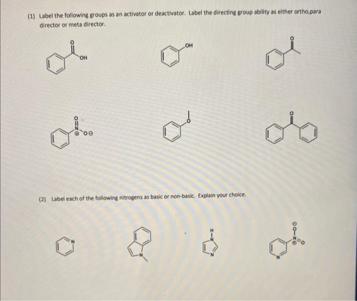 Solved (1) Label the following groups as an activator or | Chegg.com