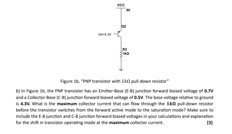 Figure 1b, "PNP transistor with 1kΩ ﻿pull-down | Chegg.com