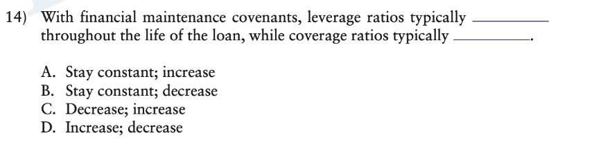 Solved With financial maintenance covenants, leverage ratios | Chegg.com