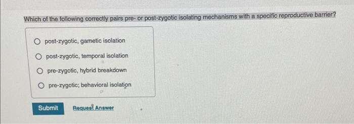 Solved Which of the following correctly pairs pre-or | Chegg.com