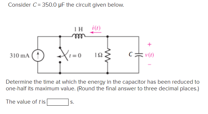 Solved Consider C=350.0μF ﻿the circuit given below.Determine | Chegg.com